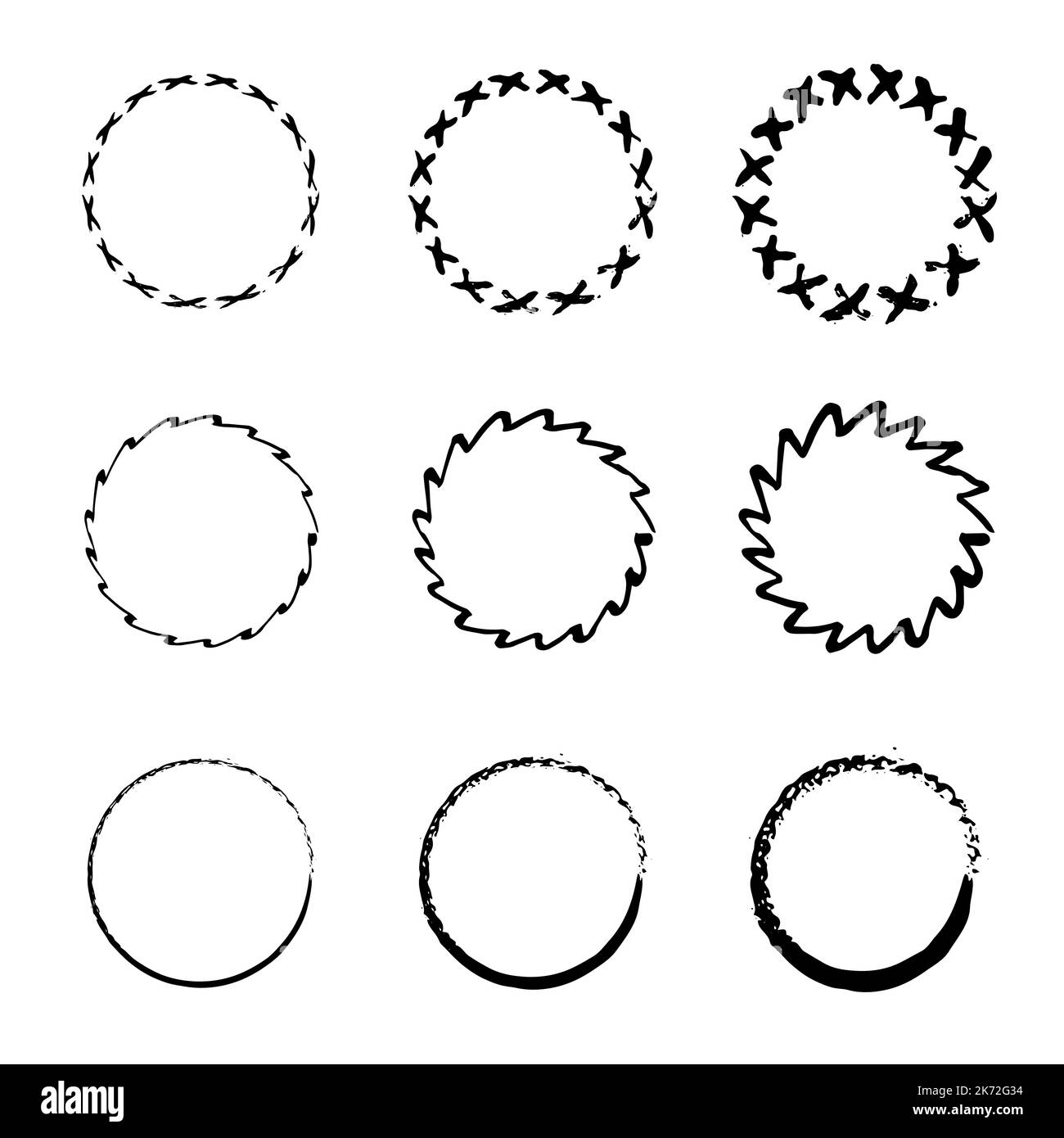Collection of Round. Rounds scribble line circles. Doodle circles for ...