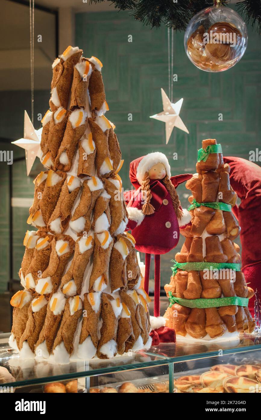 Nice christmas tree made vith sicilian cannoli, typical sweet italian ...