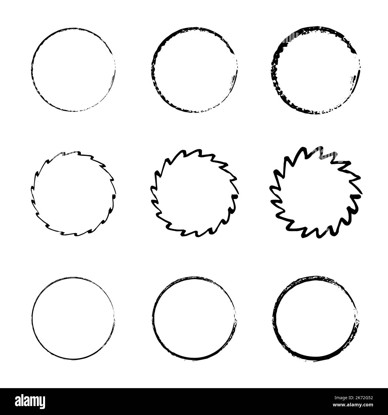 Super set of circles lines. Black Vector doodle ellipses. Simple hand ...