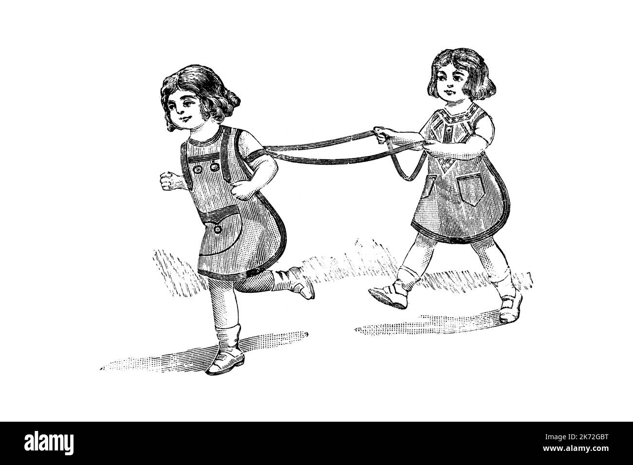 Children playing - 1910s Vintage Illustration Stock Photo - Alamy