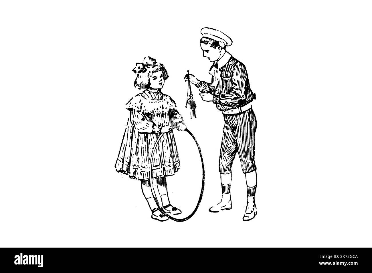 Children playing - 1910s Vintage Illustration Stock Photo - Alamy