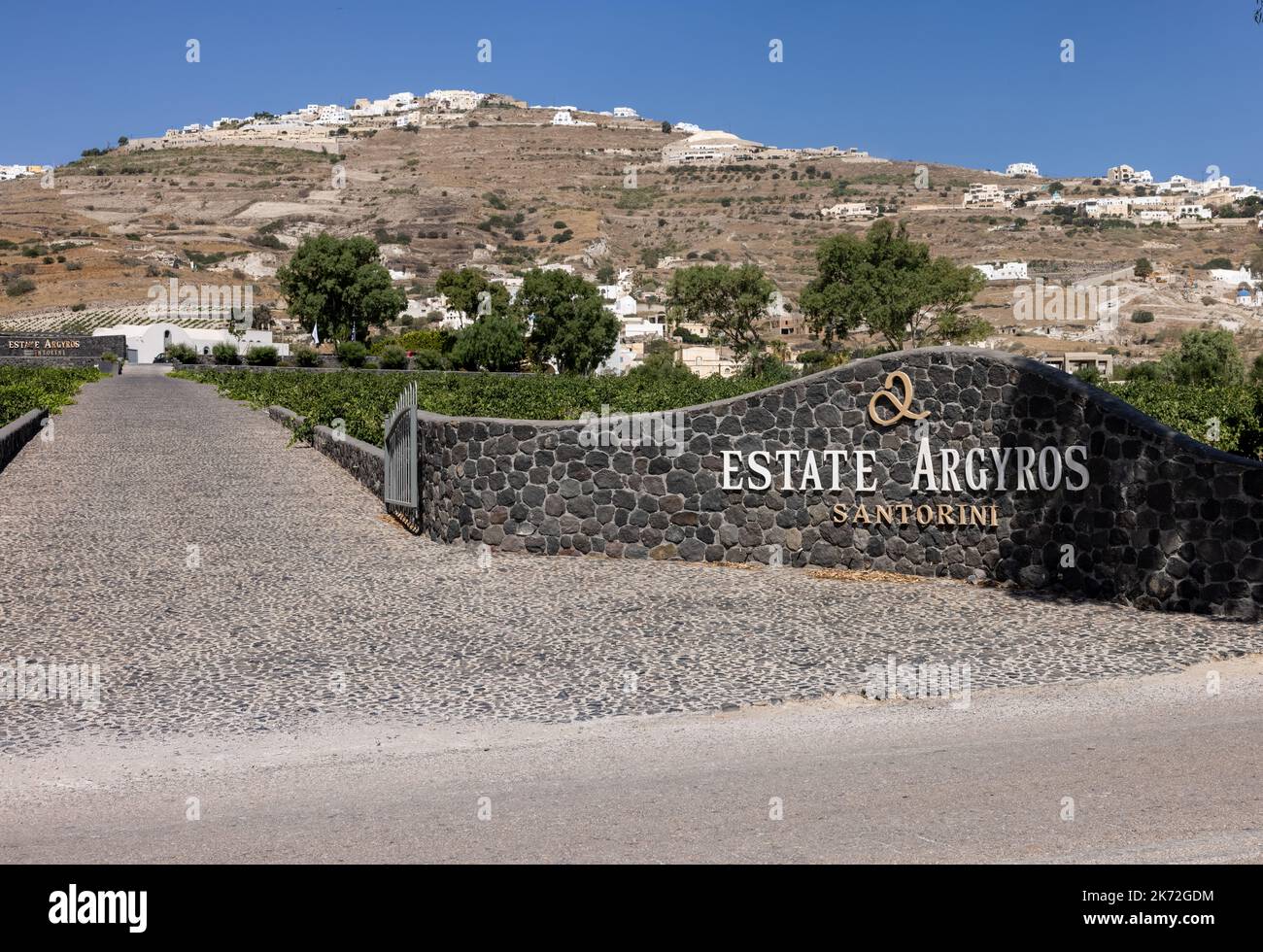 Santorini, Greece - July 2, 2021: Estate Argyros has been established ...