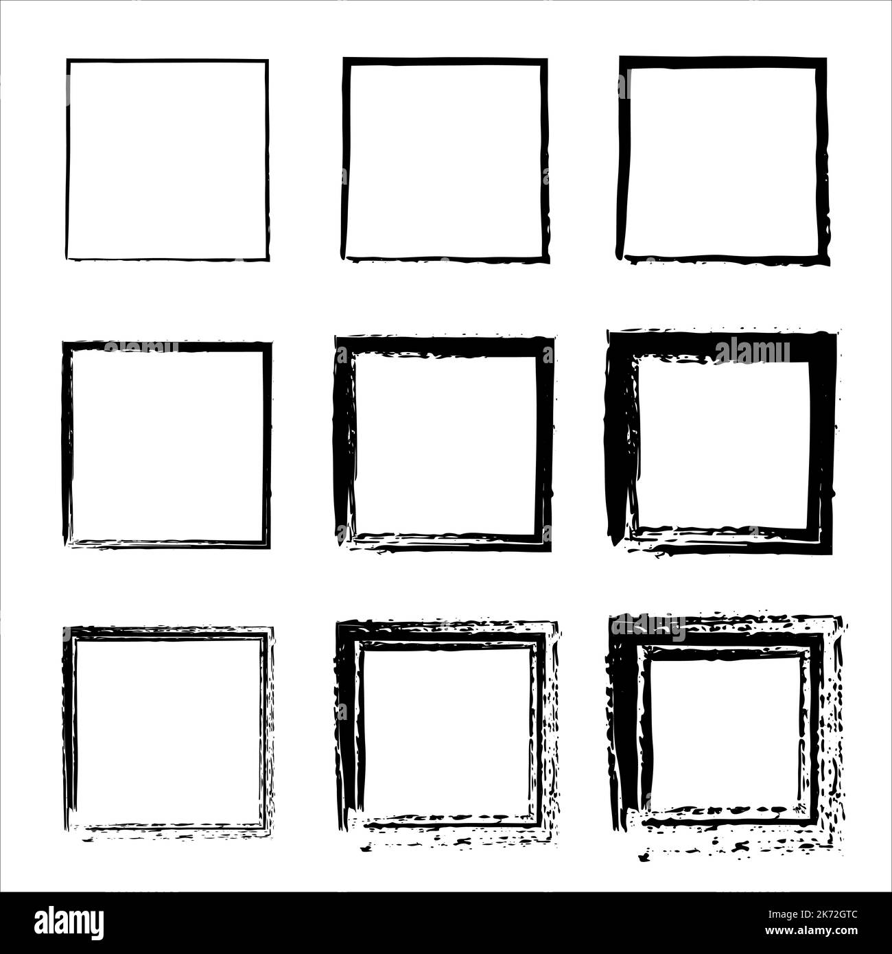 Rectangular vector frame. Vector black painted squares. Set of grunge square Stock Vector Image ...