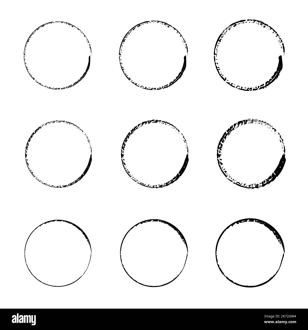 Hand drawn circles sketch frame set. Rounds scribble line circles ...