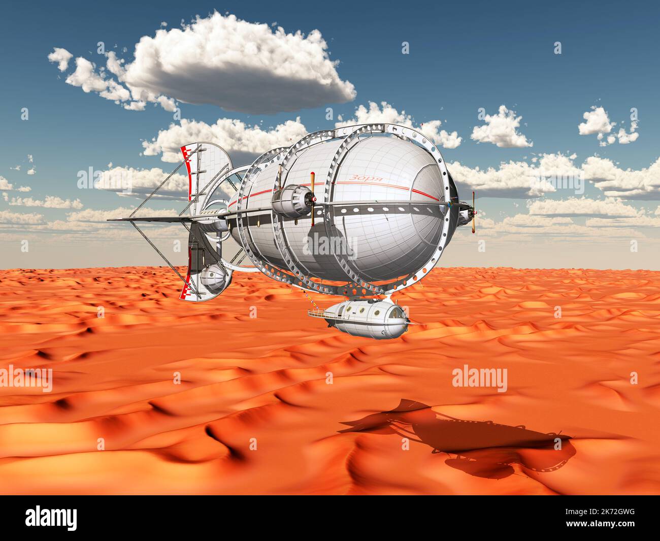 Fantasy airship over a sandy desert Stock Photo - Alamy