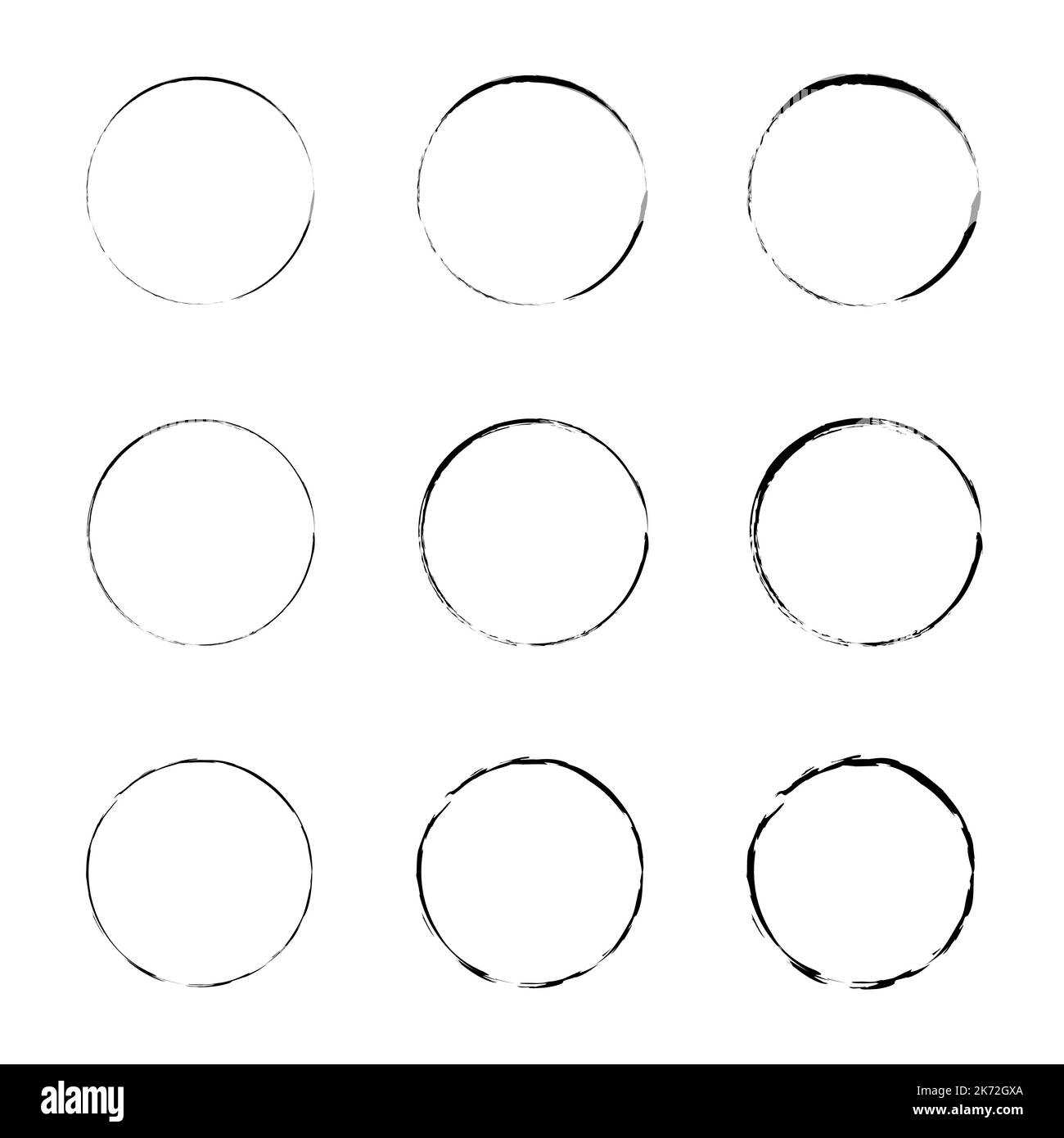 Hand drawn circles sketch frame set. Round frames in doodle style ...