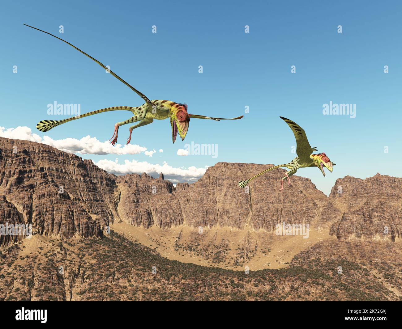 Pterosaur Peteinosaurus over a mountain landscape Stock Photo - Alamy