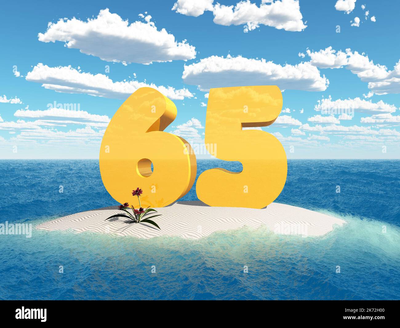The number 65 on an island in the sea Stock Photo - Alamy