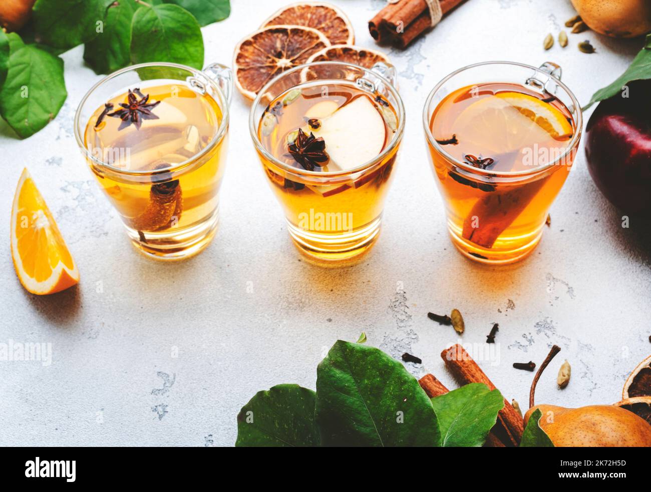 Mulled Cider glass cups: apple, pear and orange flavored hot cider with ...