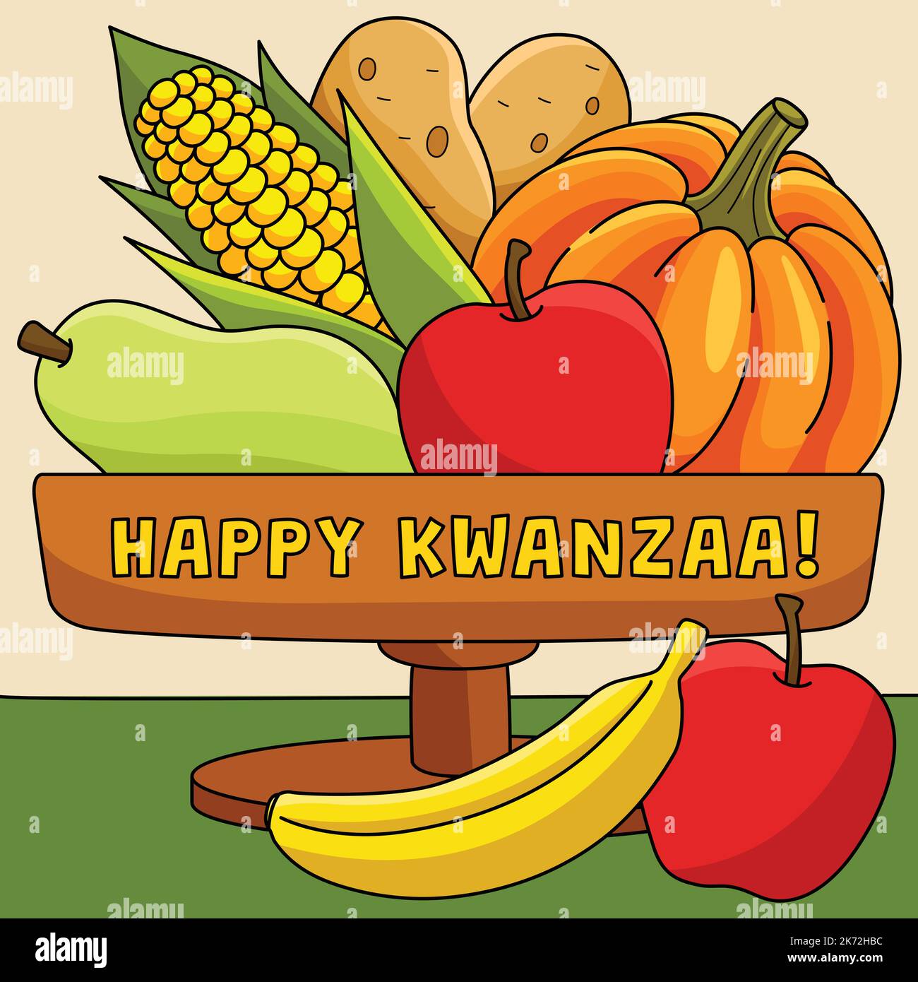 Happy Kwanzaa Mazao Colored Cartoon Illustration Stock Vector Image ...