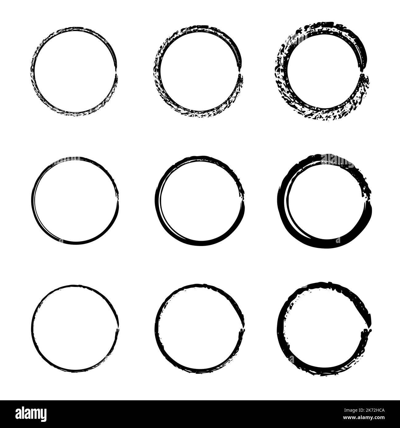 Set of grunge circles. Frame super set. Simple hand drawn circle Stock ...