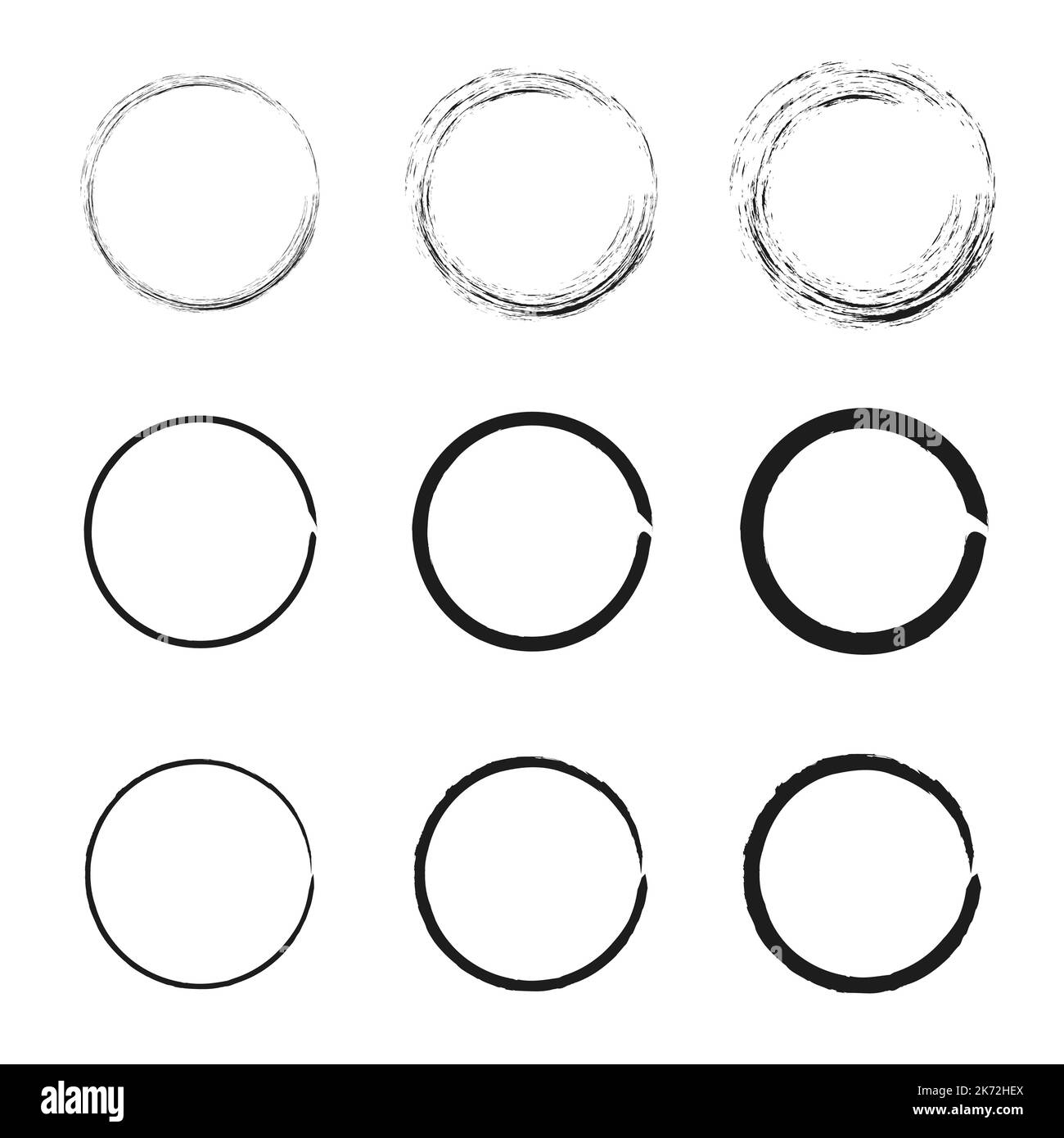 Hand drawn set of objects. Rounds scribble line circles. Simple hand ...