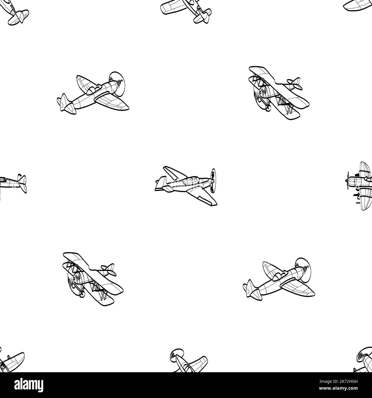 Vector seamless pattern with aircraft. Kids seamless pattern with ...