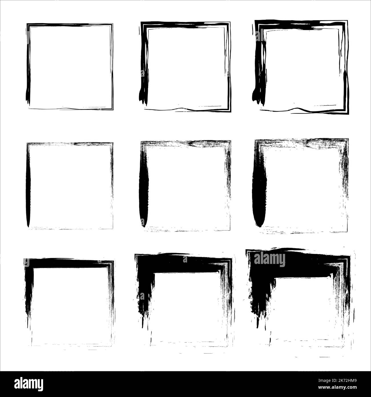 Hand drawn frames. Vector black painted squares. Set of grunge square Stock Vector Image & Art ...