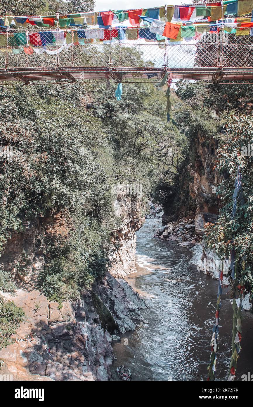 The suspension bridge over the Chobar Gorge and the Bagmati river Stock ...