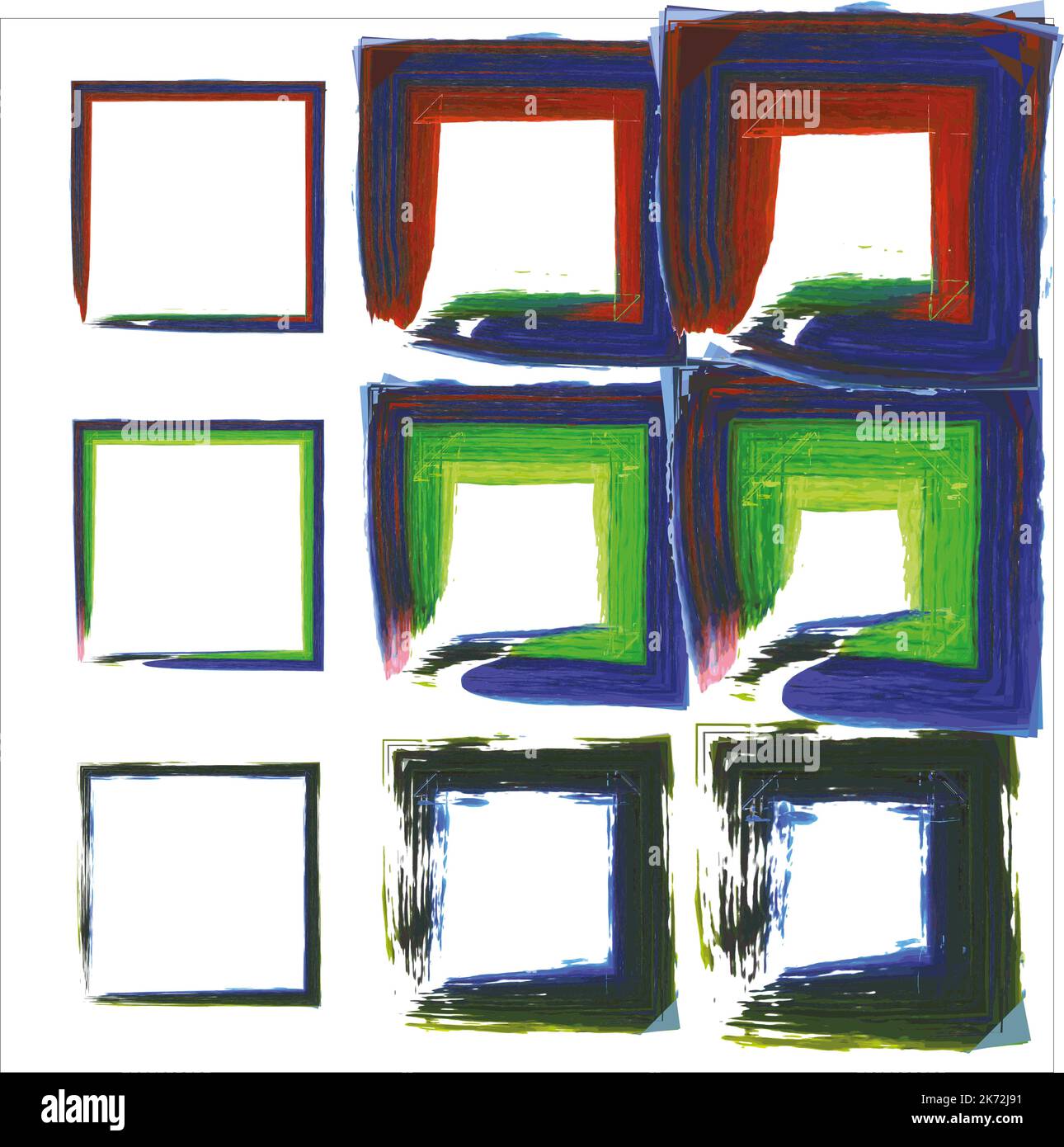 Collection of square black hand drawn grunge frames. borders set ...