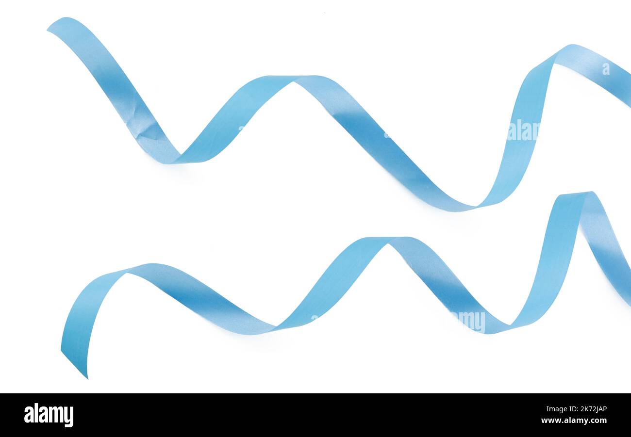 Blue color satin glowing ribbon isolated on white background Stock ...