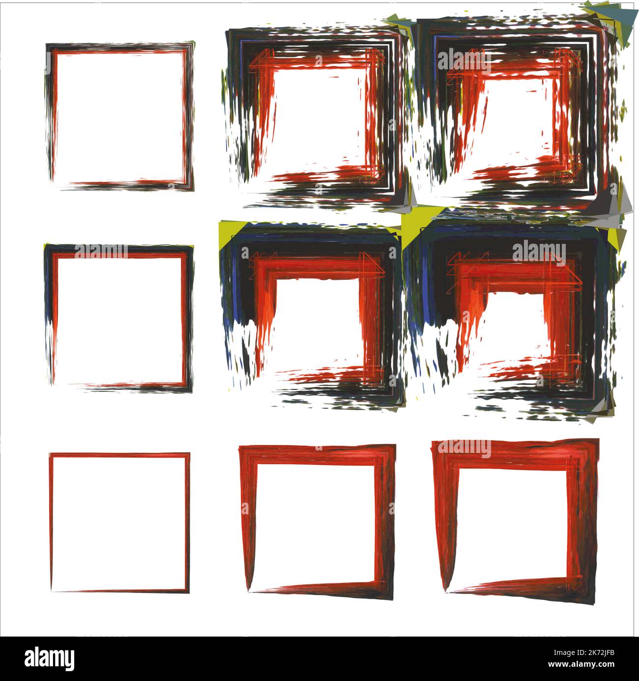 Hand drawn frames. Handdrawn square frame. Set of grunge square Stock ...