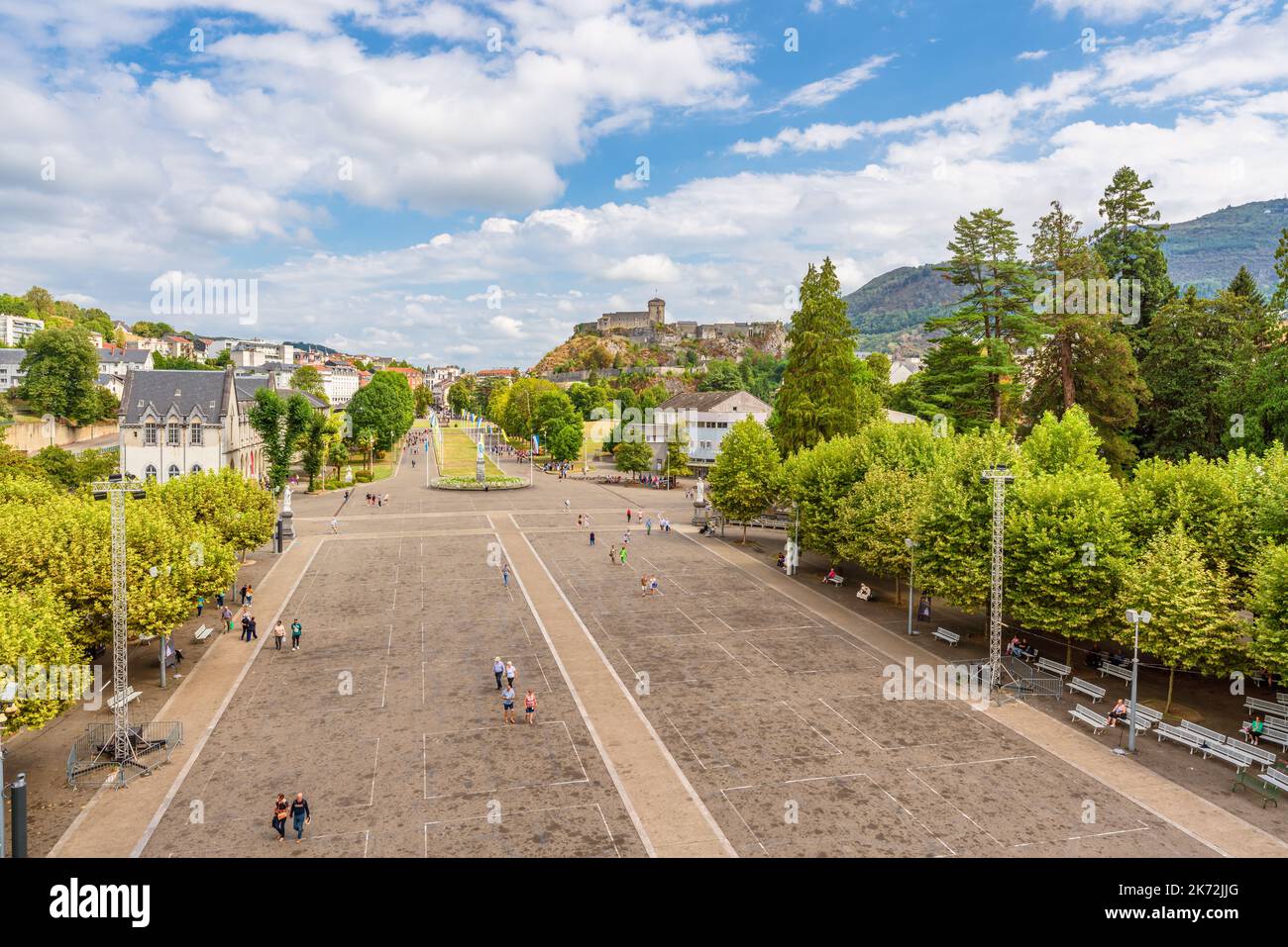 Lourdes, France. September 2, 2022. High angle view of Rosary Square ...
