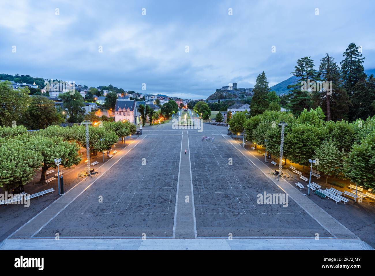 Lourdes, France. September 2, 2022. High angle view of Rosary Square ...