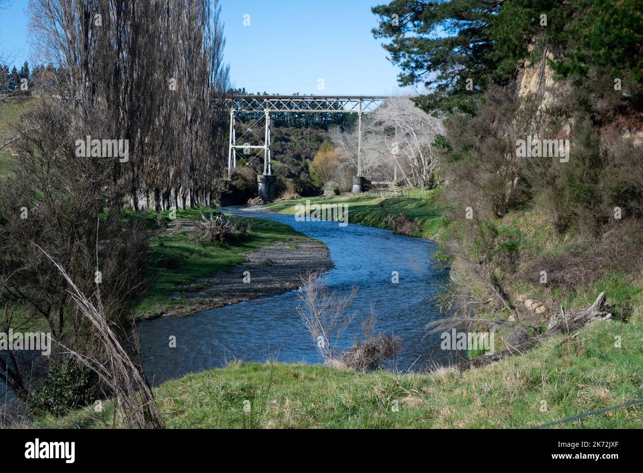 Railway bridge over river near Ormondville, Tararua District, North ...