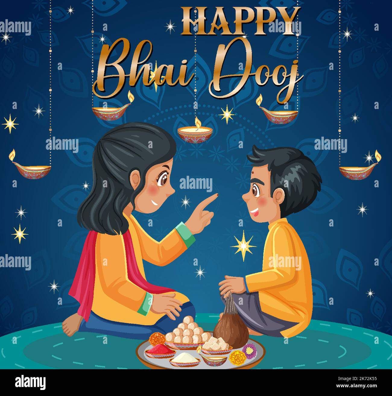 Happy Bhai Dooj Poster Design illustration Stock Vector Image & Art - Alamy