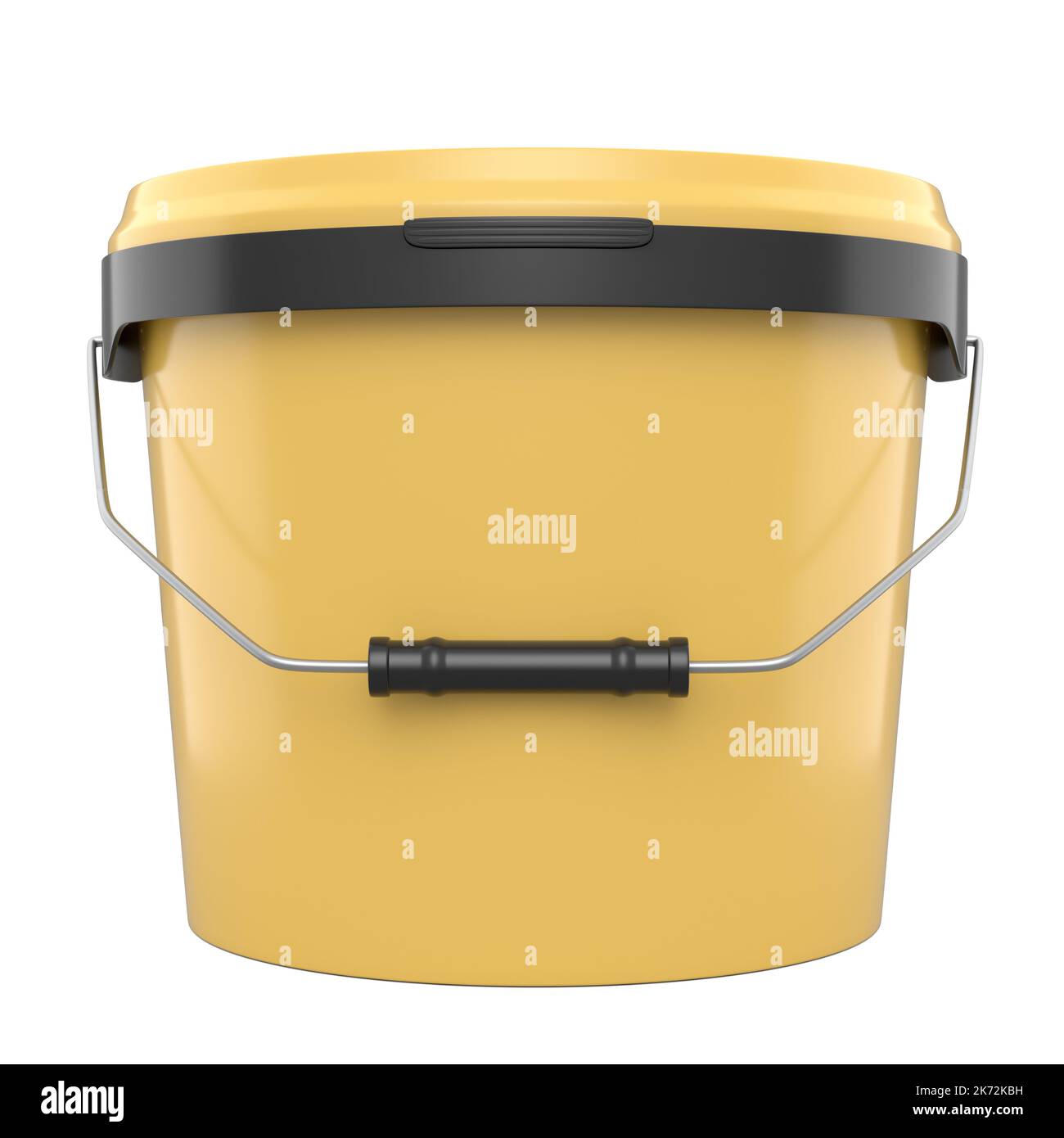 Closed plastic can or buckets of paint with handle on white background ...