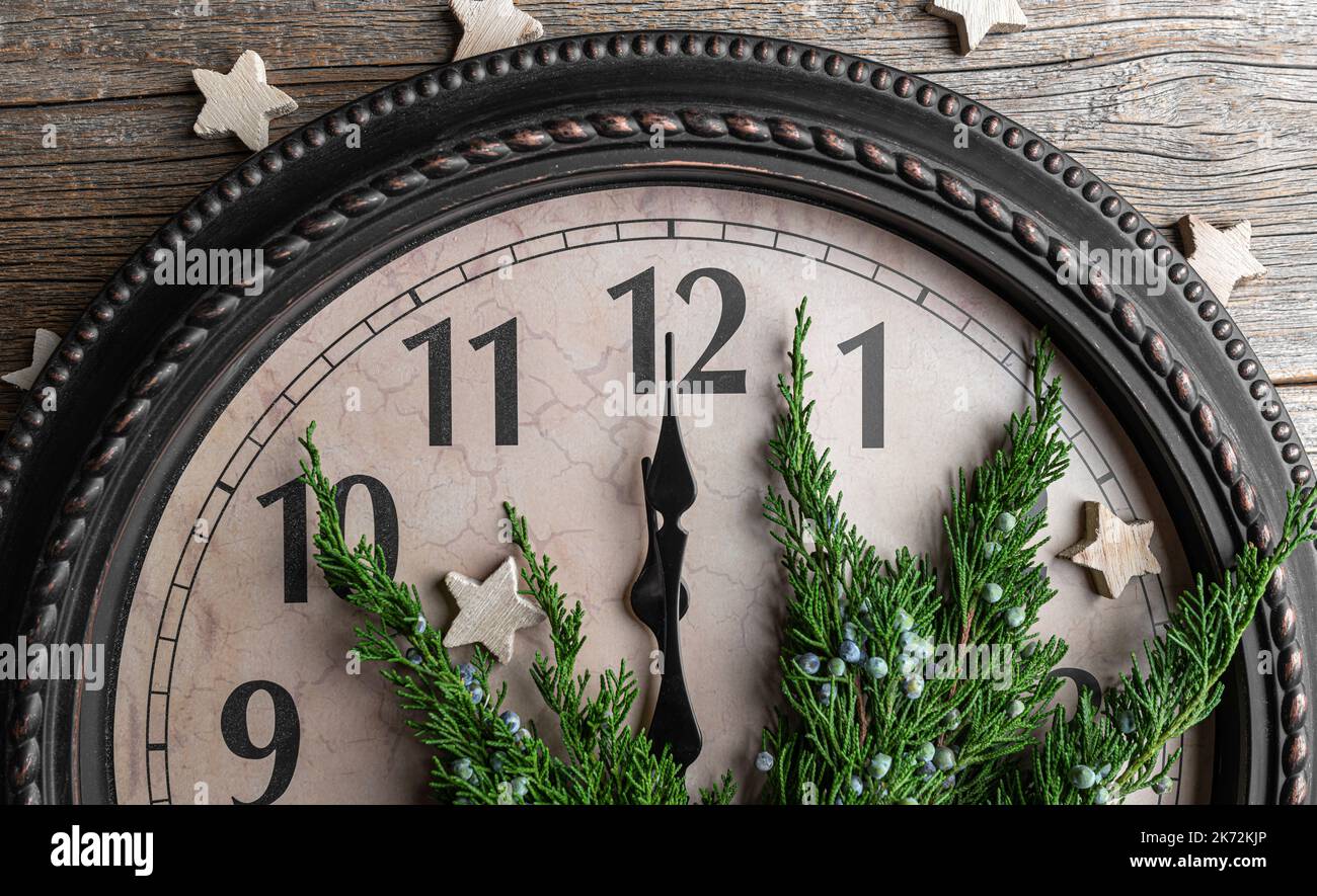 The clock shows midnight. New Year Stock Photo - Alamy