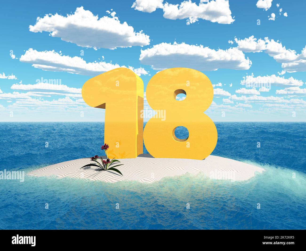 The number 18 on an island in the sea Stock Photo - Alamy