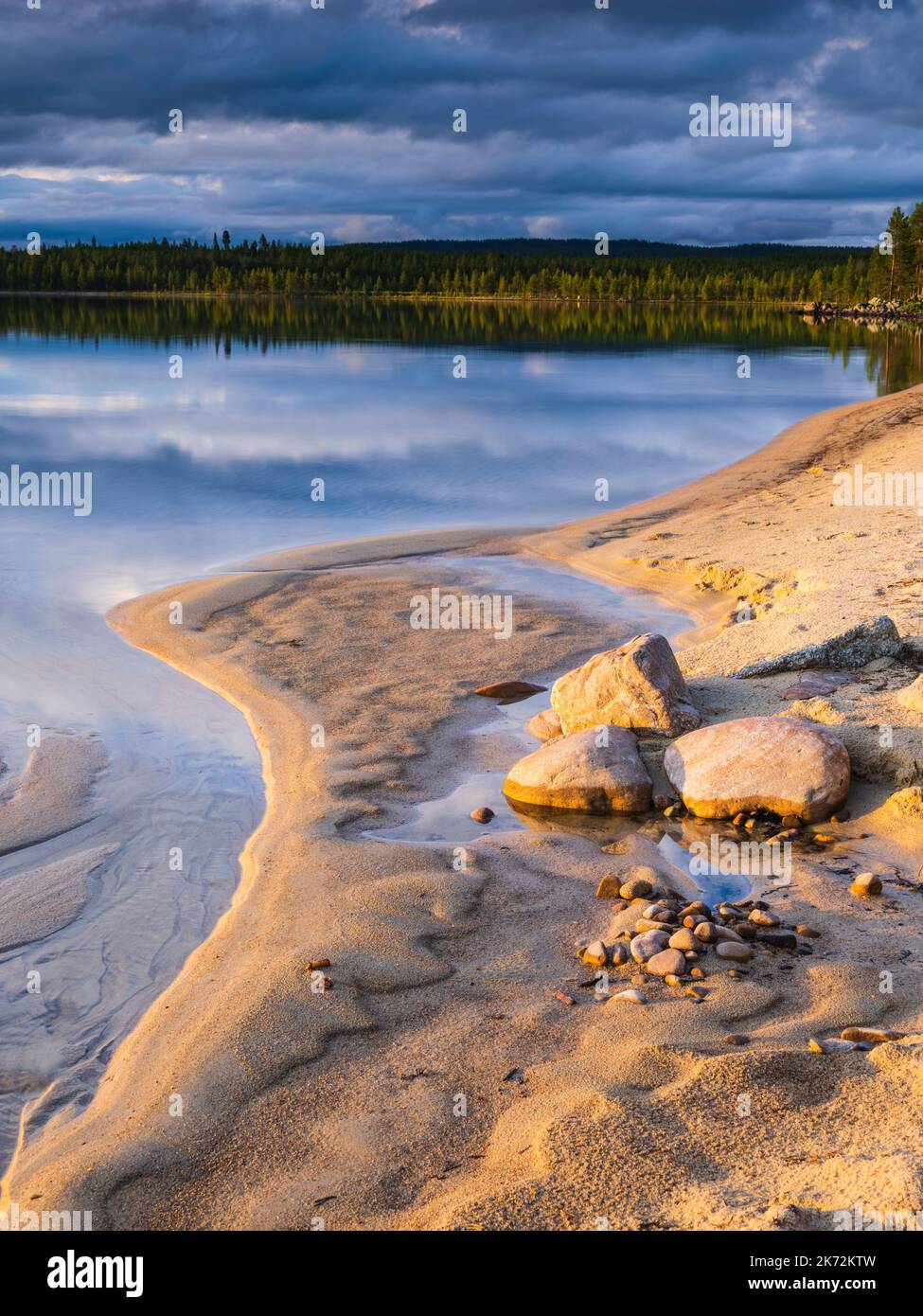 Sandy beach at lake Stock Photo - Alamy