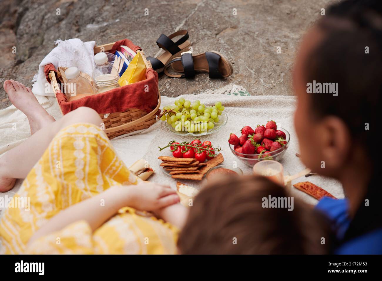 Female couple having picnic Stock Photo - Alamy