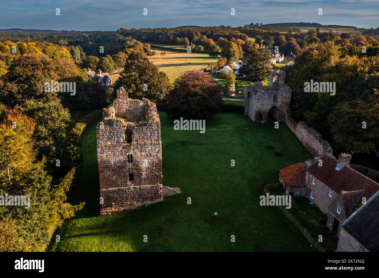 Etal Castle by the banks of the River Till, in the borderlands of England and Scotland ...
