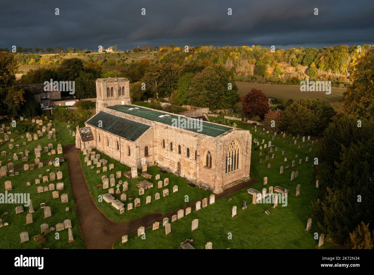 Norham Church, built in 1161 by the Bishops of Durham during its long ...