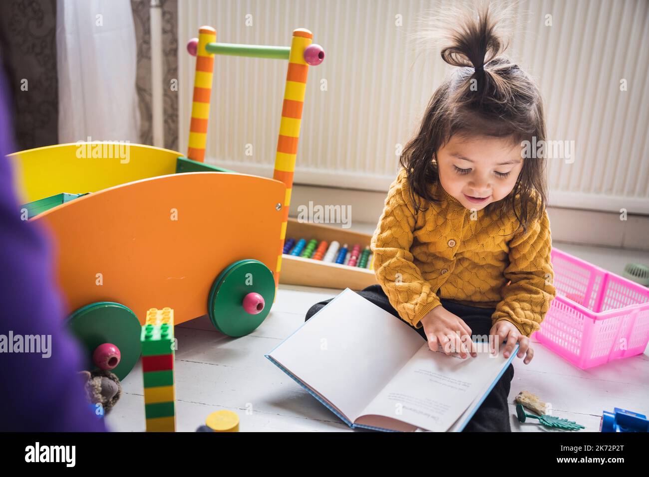 Girl reading at home Stock Photo - Alamy
