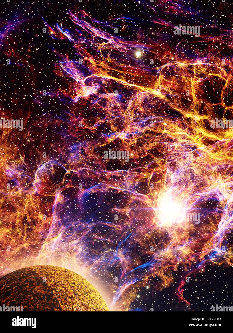 Starry sky and astronomical fog Stock Photo - Alamy