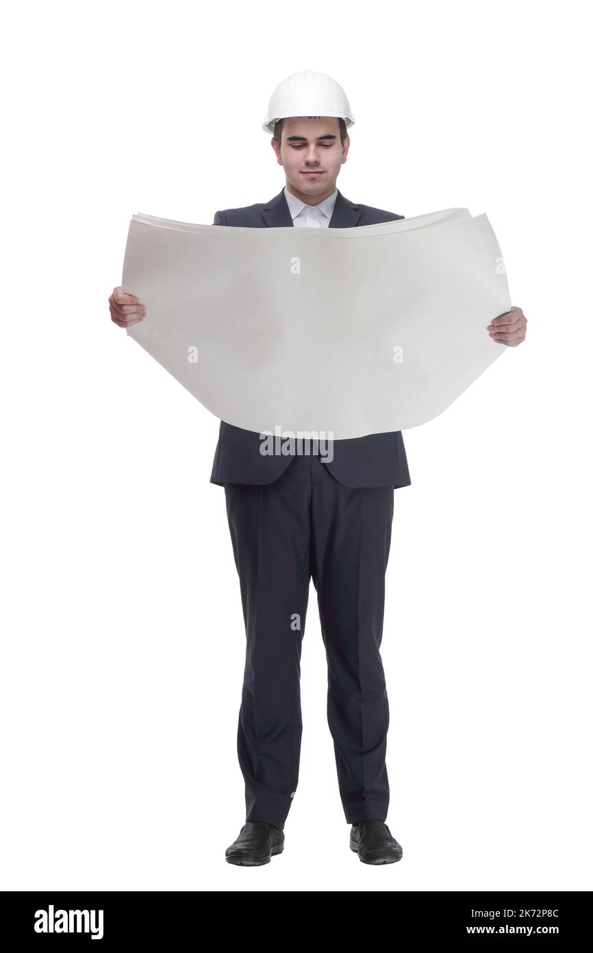 Portrait of attractive and successful industrial engineer or contractor ...