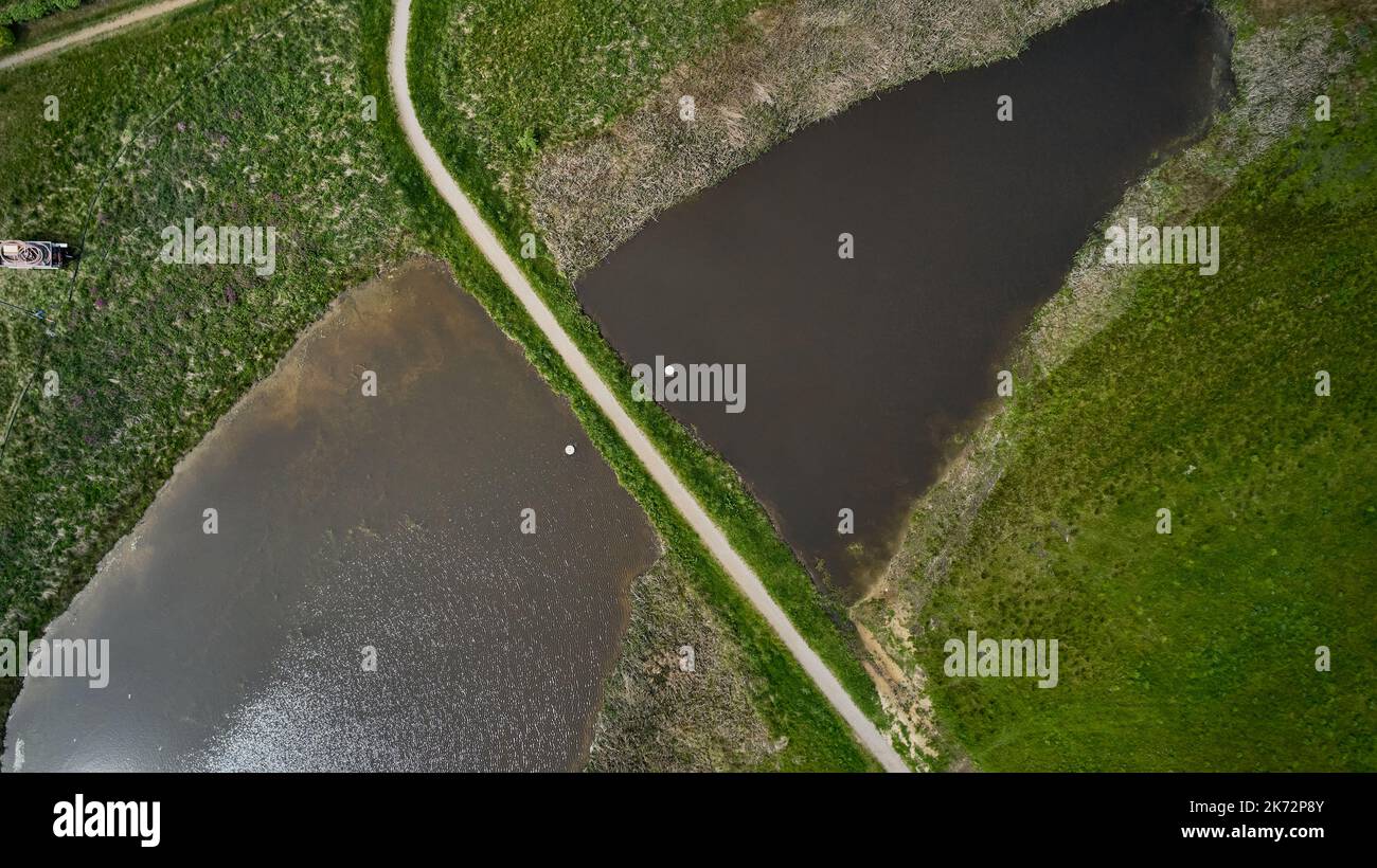 bridge over lake drone shot Stock Photo - Alamy