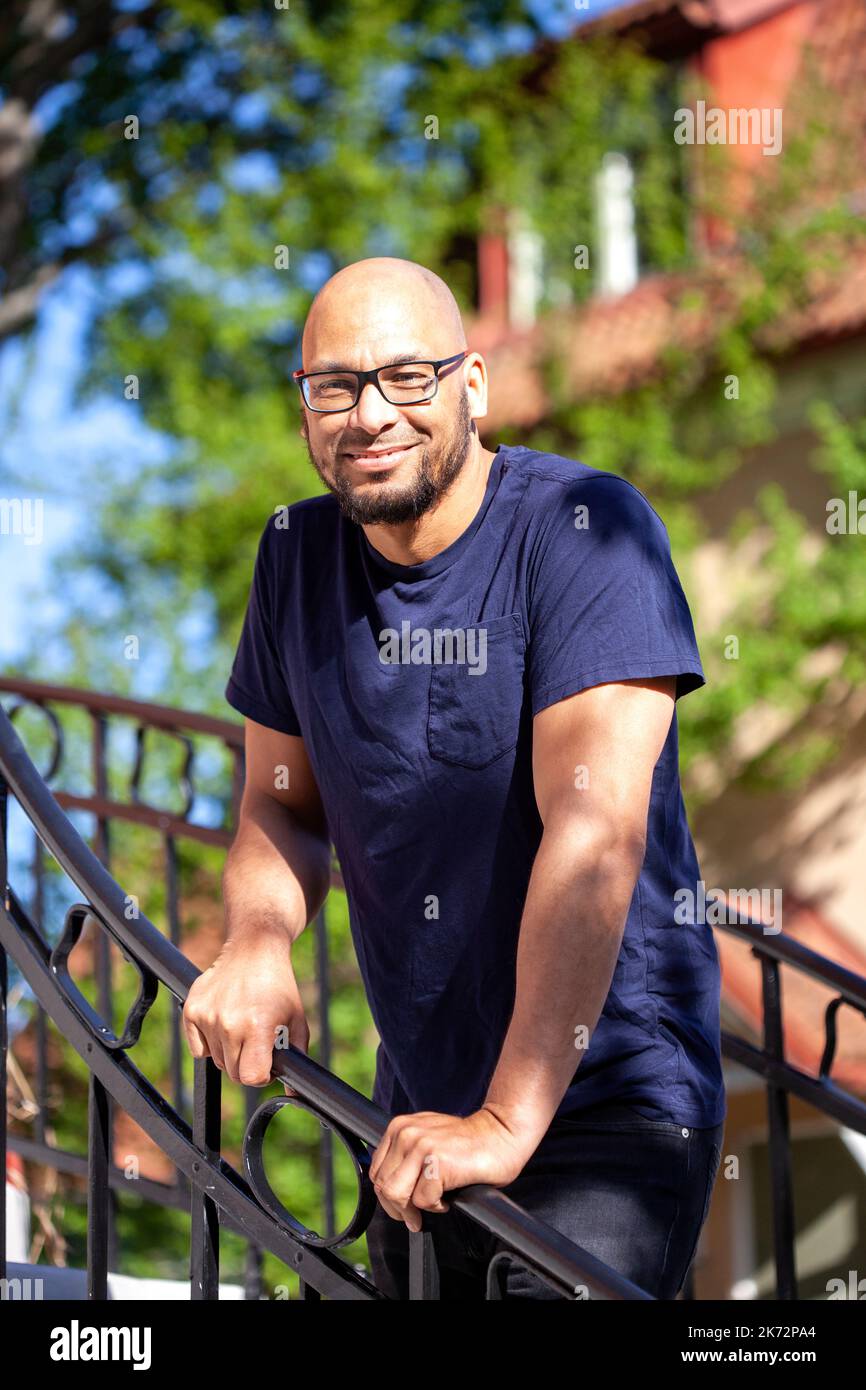Portrait of bald man Stock Photo - Alamy