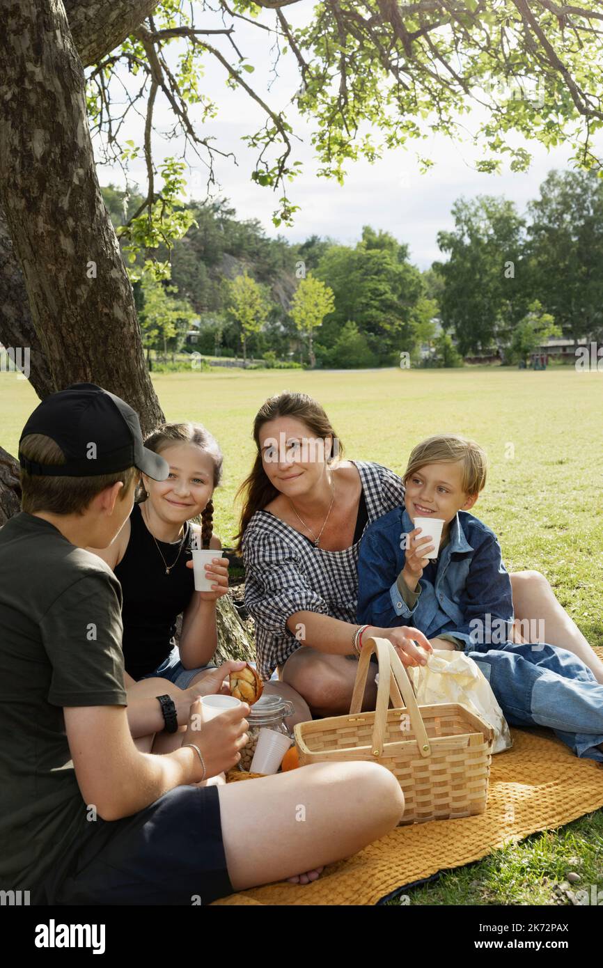 Family having picnic Stock Photo - Alamy