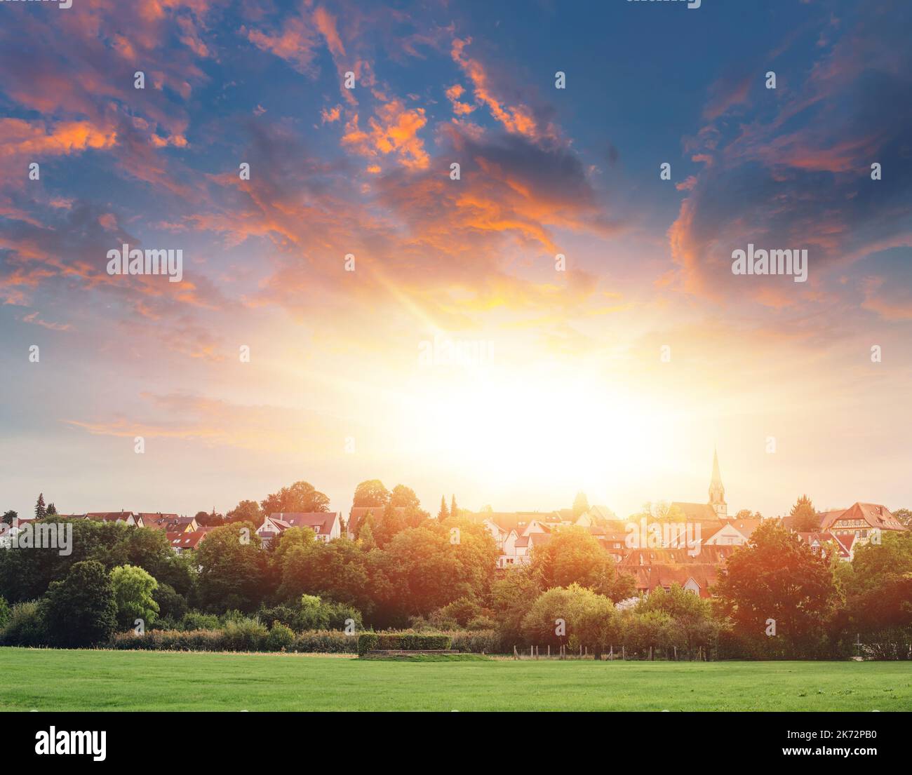 Freiberg am Neckar On the Sunset. Small European town in Baden Wurttemberg, Germany, Europe ...