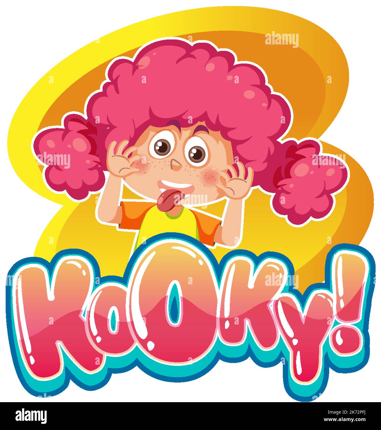 Playful cartoon character with kooky word expression illustration Stock ...