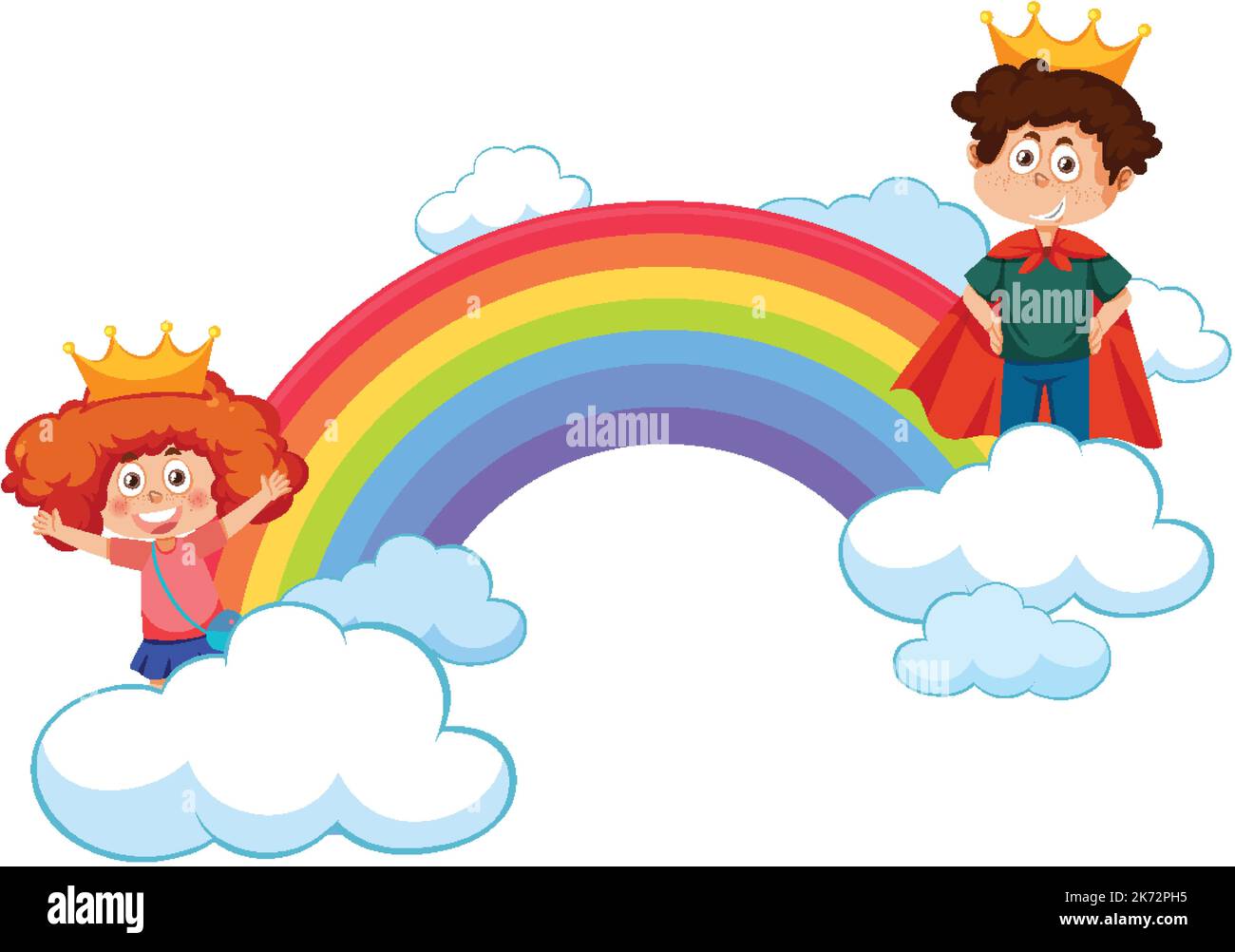 Happy children with rainbow illustration Stock Vector Image & Art - Alamy