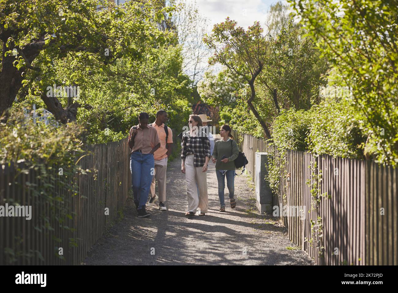 Friends walking together Stock Photo - Alamy
