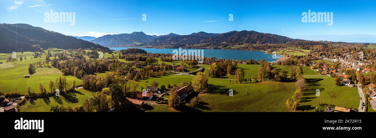 Tegernsee Aerial Fall autumn. Drone Panorama Bavarian Alps Stock Photo ...