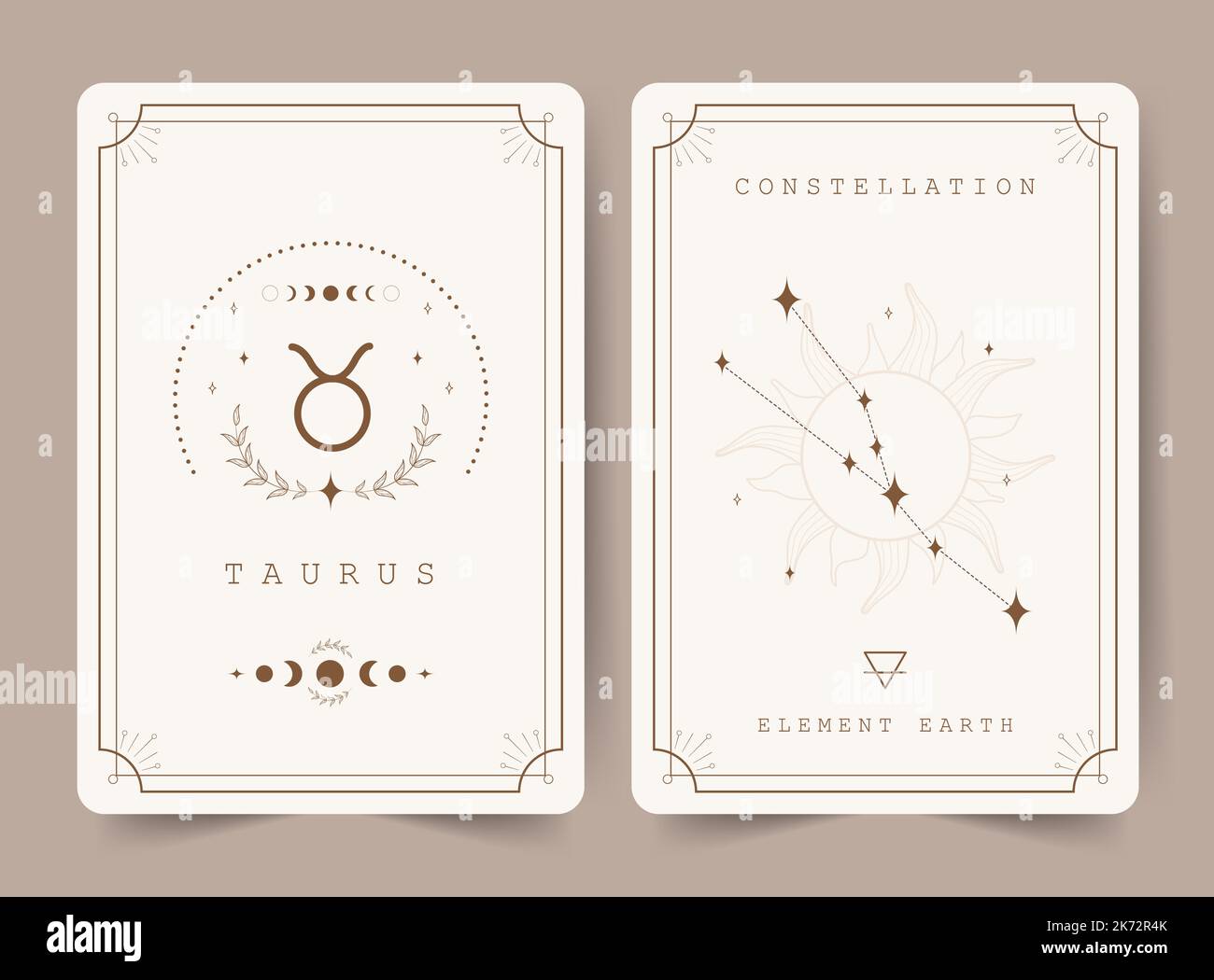Taurus. Witchcraft cards with astrology zodiac sign and constellation ...