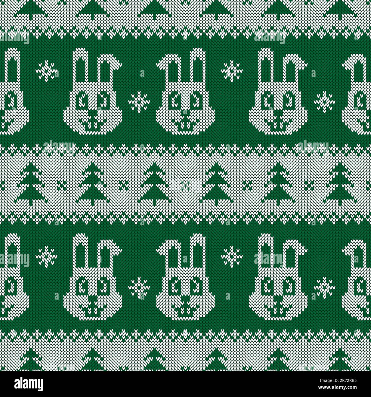 Knitted Seamless Pattern For 2023 New Year Of The Rabbit Vector knitted-seamless-pattern-for-2023-new-year-of-the-rabbit-vector