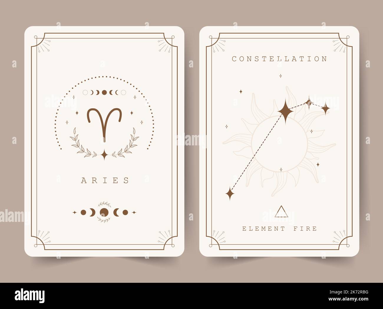 Aries. Witchcraft cards with astrology zodiac sign and constellation ...