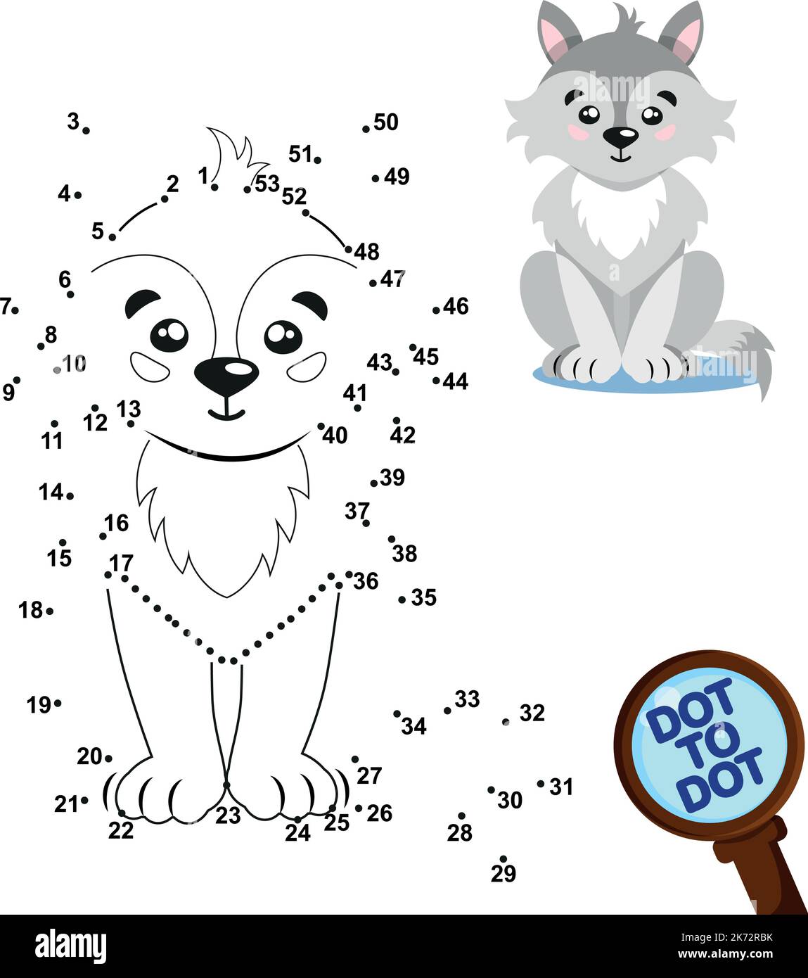 dot to dot game for small children. Arctic collection. Wolf. connect ...