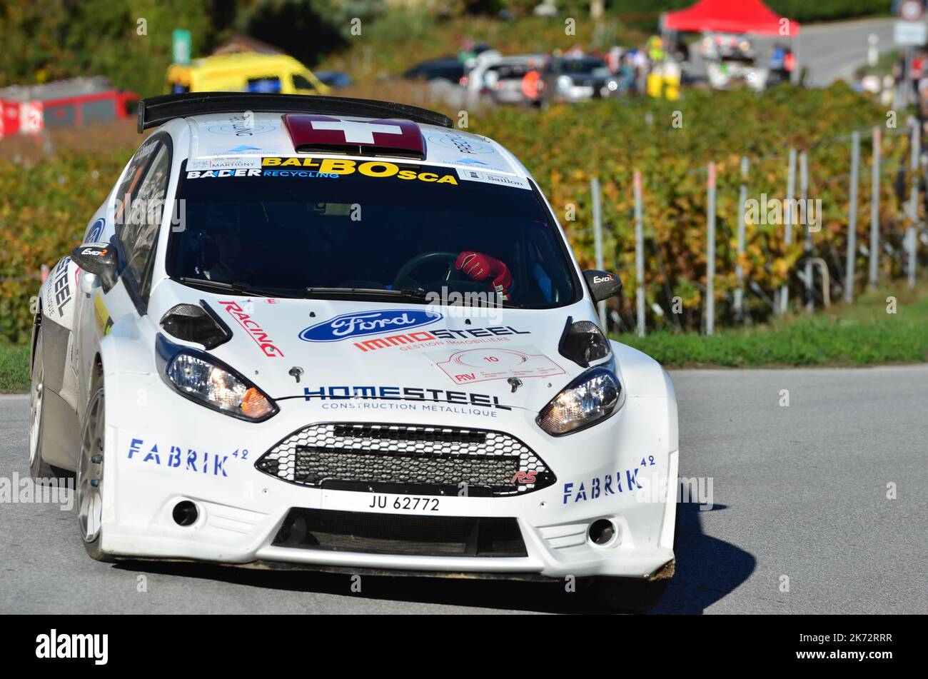 CHALAIS, SWITZERLAND - OCTOBER 15: Schneeberger and Cler in their Ford ...