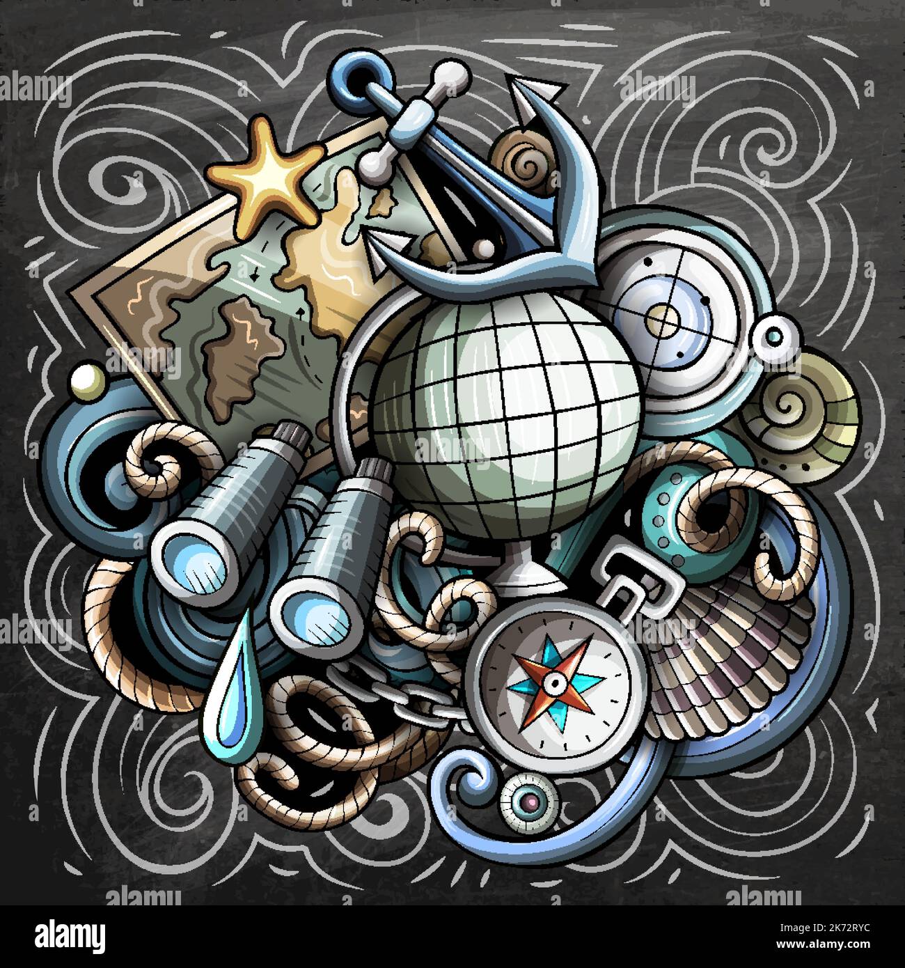 Nautical cartoon vector illustration Stock Vector Image & Art - Alamy